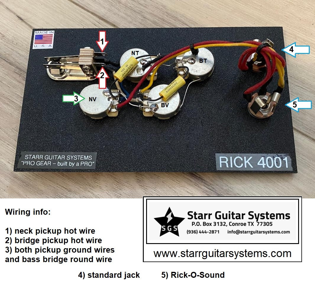 Wiring Harness for Rickenbacker 4001 Bass – Starr Guitar Systems