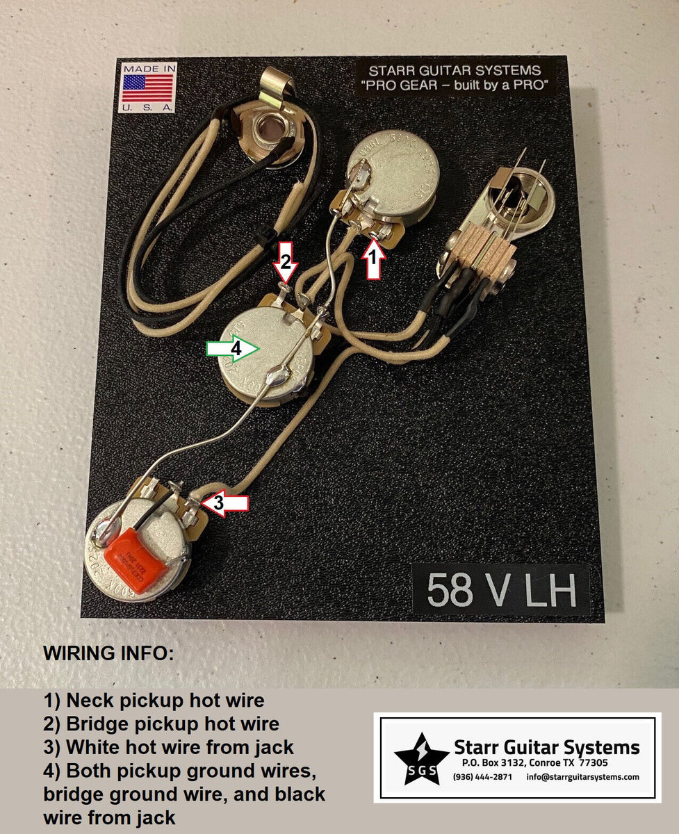 Diagrama de fiação Flying V para guitarras elétricas