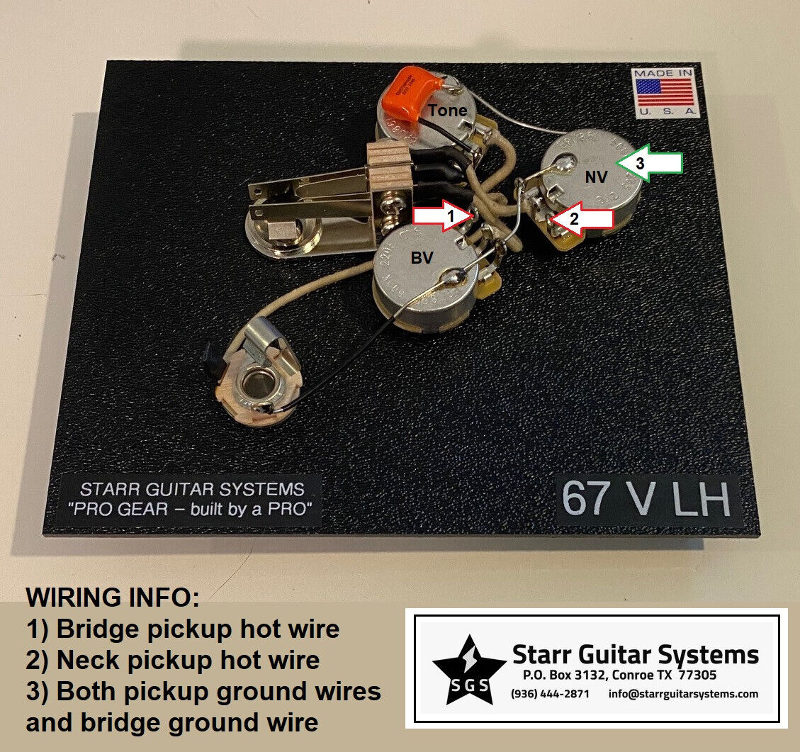 Diagrama de fiação Flying V para guitarras elétricas