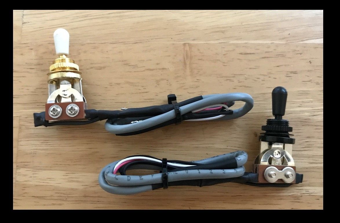 Gold or Black Gibson style 3 way guitar switch with 4 conductor wire ...