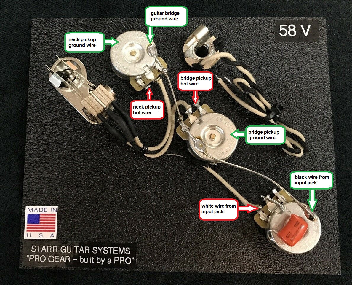 Diagrama de fiação Flying V para guitarras elétricas